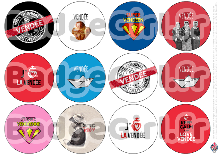 Images Vendée Badge 56mm à imprimer · BadgeGirl®